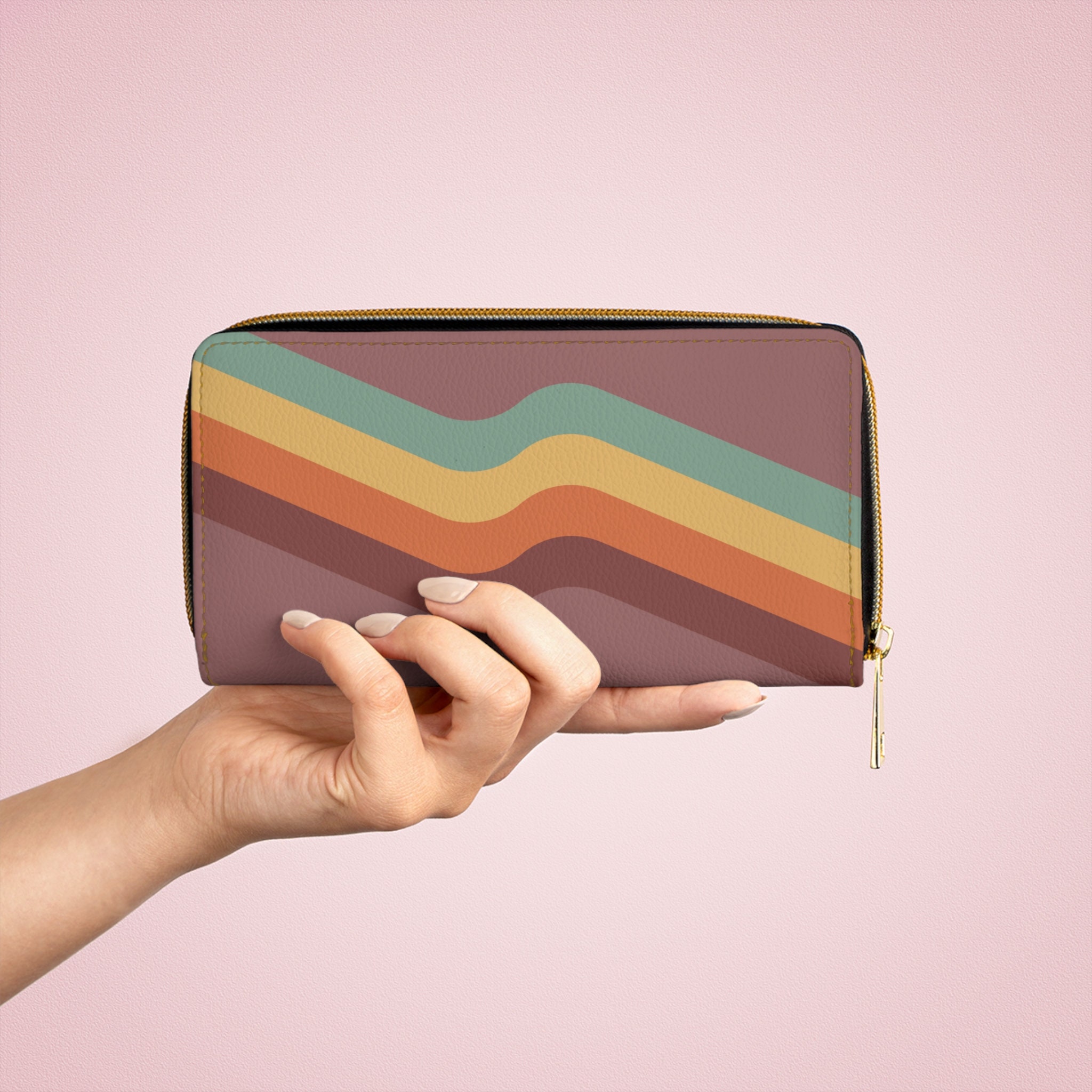 Retro 70's Wallet Boho Wallet Rainbow Hippie Wallet Faux Leather Wallet ...