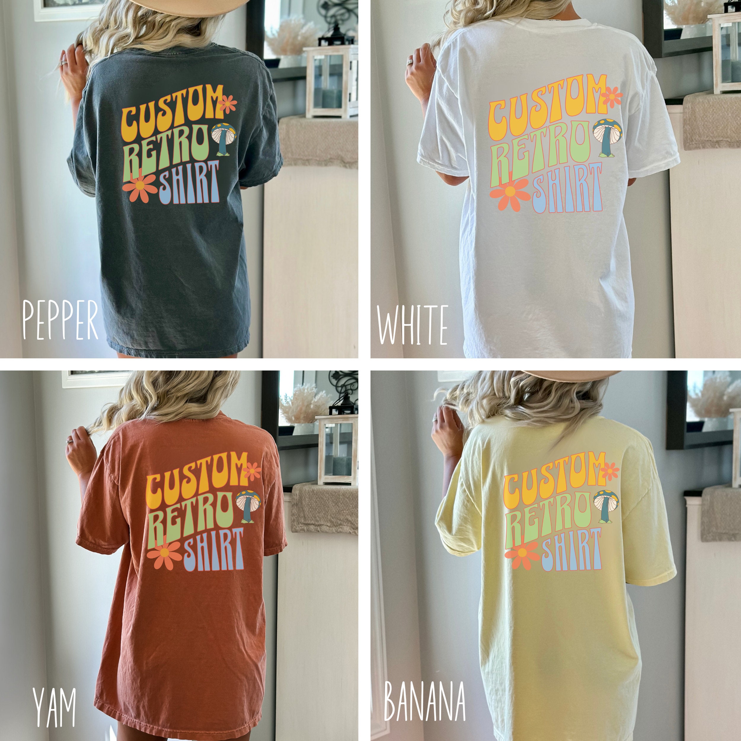 Custom Retro Font Shirt With Mushroom, Personalized Cottagecore Shirt ...