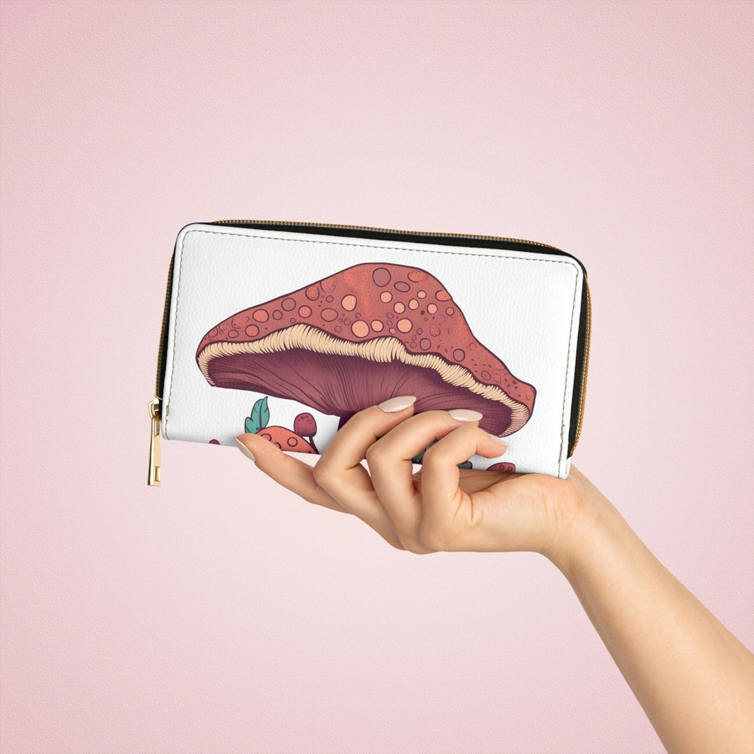 Mushroom Wallet: Cottagecore Faux Leather Zip Wallet - Etsy