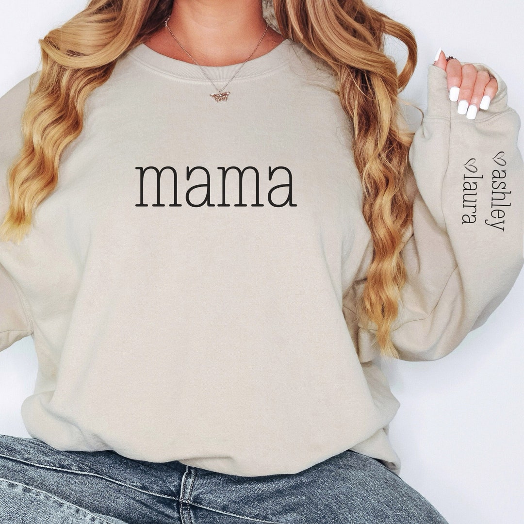 Custom Mom Sweatshirt With Kids Names on Sleeve Mama Christmas ...