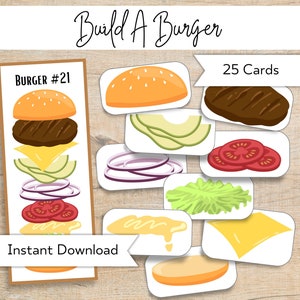 Build a Burger Printable Set: Pretend Play Activity (instant Download ...