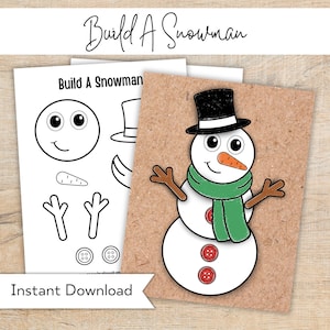 Snowman Printable Craft - Build a Snowman Winter Activity for Kids ...