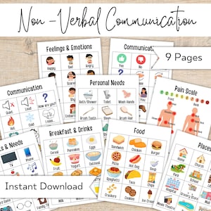 Nonverbal Communication Cards Visual Board Special Needs Nonverbal ...