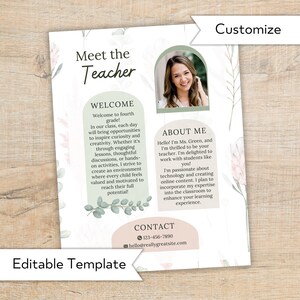 Editable Meet the Teacher Template Back to School Instant Edit ...