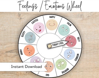 Emotions Wheel Printable Activity for Girls, Kids Feelings, Emotions ...