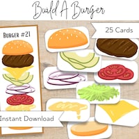 Printable Hamburger Craft, Cut and Paste Build A Burger Assembly Kit ...