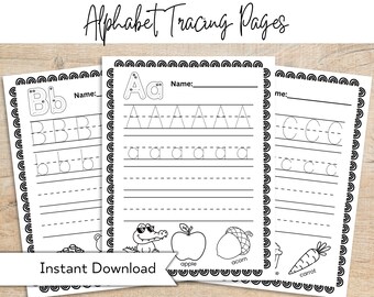 Printable Alphabet Tracing Flashcards Early Learning Alphabet ...