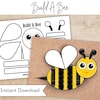 Bee Cut & Paste Craft Printable, Spring Bug Color and Build Kit, Summer ...