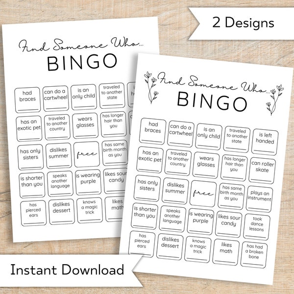 Get to Know You Bingo Find Someone Who Bingo Find the Guest Bingo Cards ...