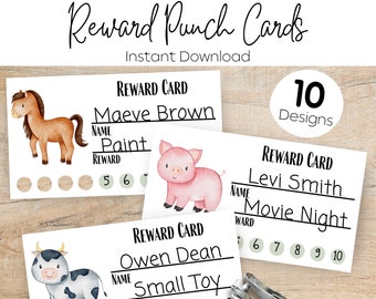 Printable Reward Punch Cards for Kids Custom Behavior Tracker Incentive ...