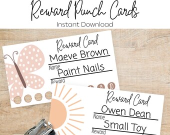 Printable Reward Punch Cards for Kids Custom Behavior Tracker Incentive ...
