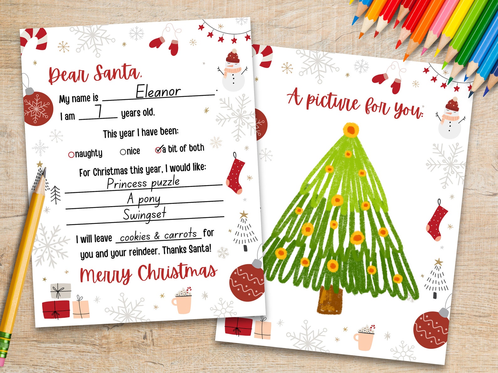 Letter to Santa Printable - Kids Letter to Santa Clause - Christmas ...