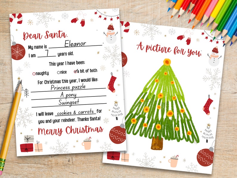 Letter to Santa Printable - Kids Letter to Santa Clause - Christmas ...