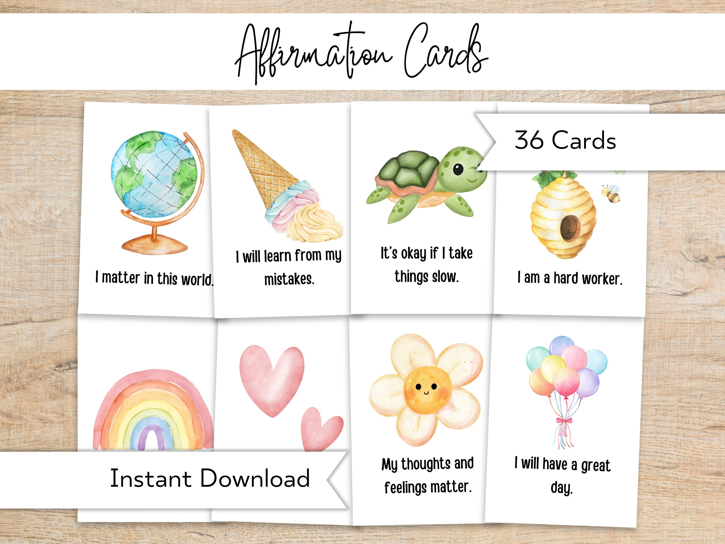 Kids Affirmation Cards - 36 Printable Positive Encouragement Cards ...