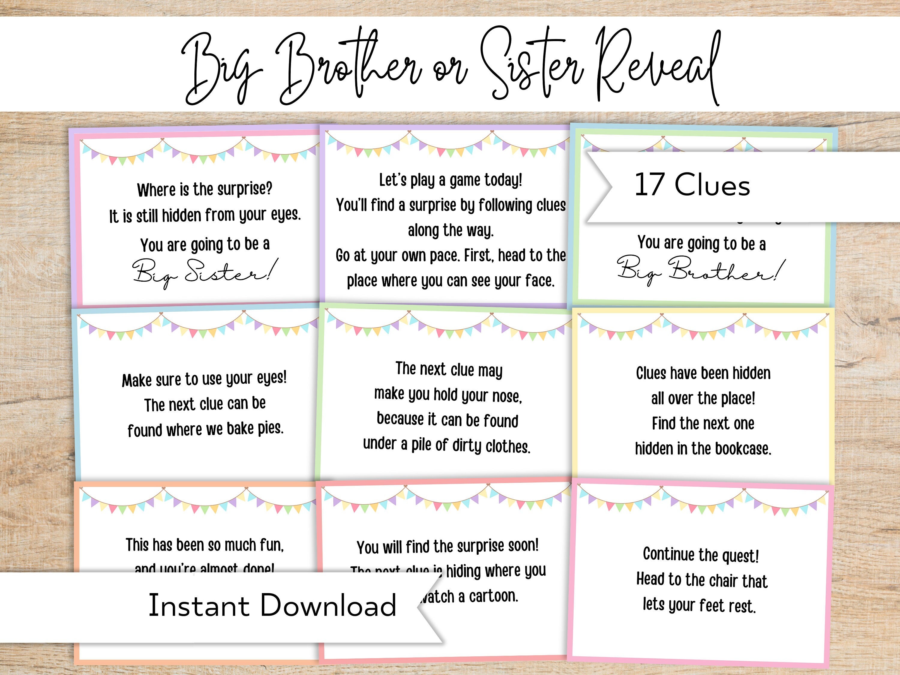 Pregnancy Announcement Scavenger Hunt – Sibling Reveal Game (printable ...