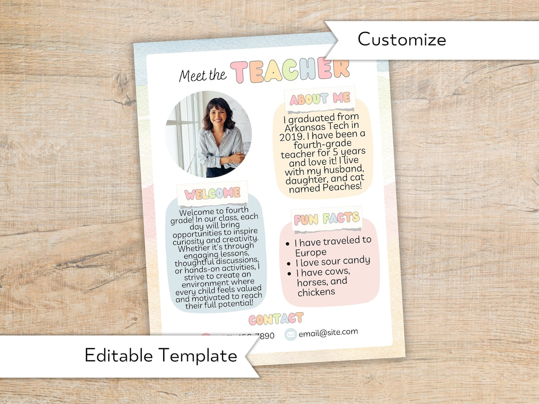Editable Meet the Teacher Template - Back to School Instant Edit ...