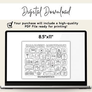 Halloween Countdown Coloring Sheet Halloween Printable Advent Calendar ...