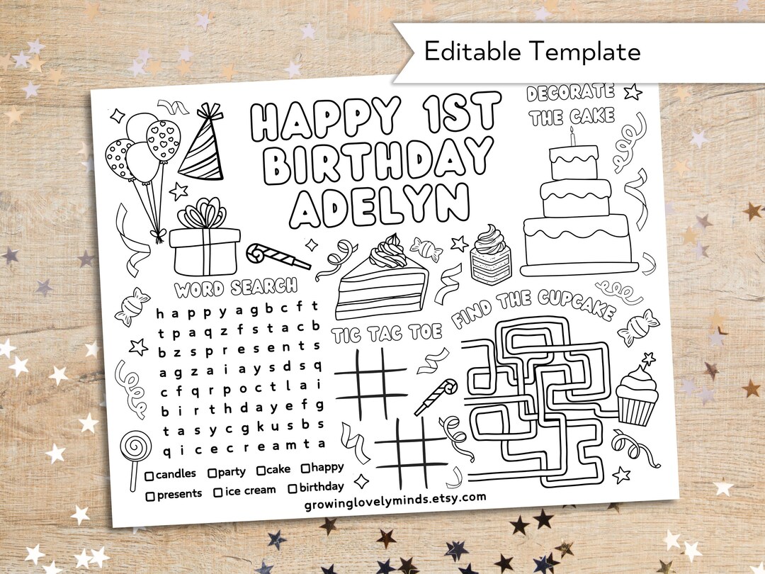 Birthday Coloring Page for Kids Printable Custom Birthday Coloring ...