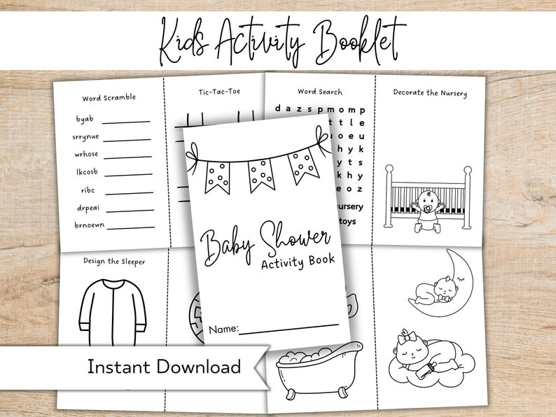 Baby Shower Kids Activity Book Printable Kids Table Activity Book ...