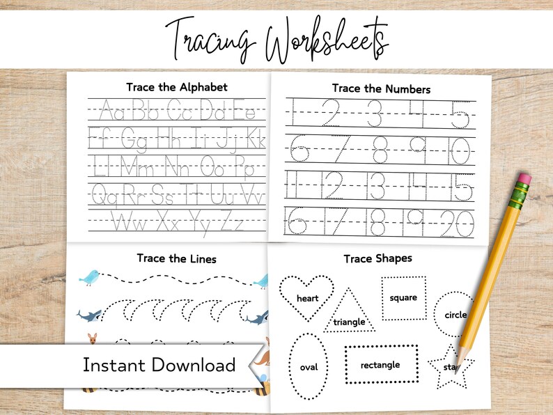 Printable Tracing Worksheets for Toddlers – Alphabet, Numbers, Shapes ...