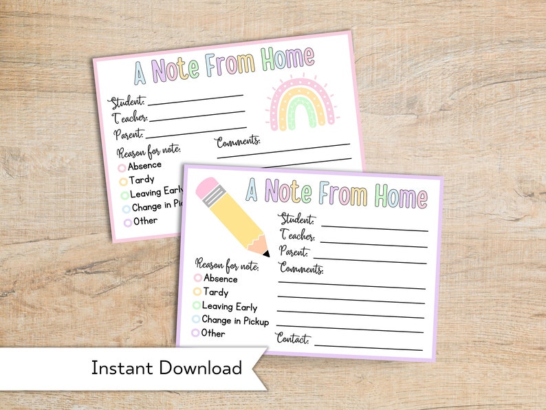 Printable Note From Home - School Note From Home - Parent Communication ...