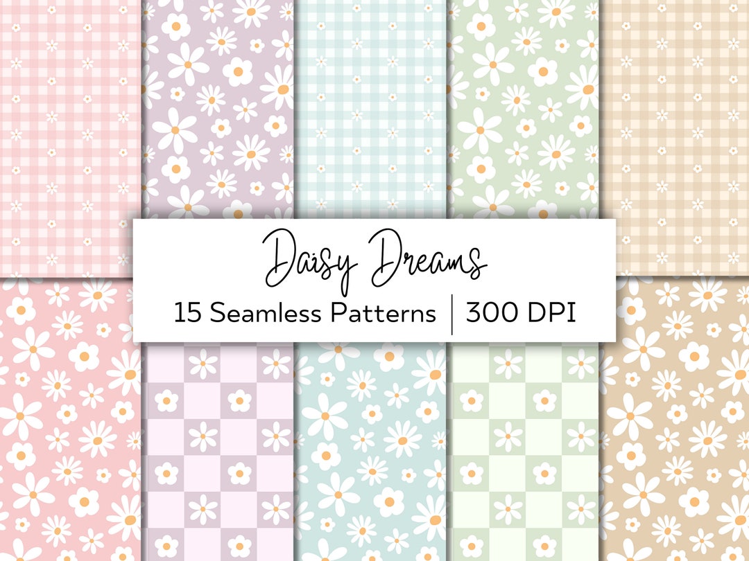 Daisy Seamless Pattern Digital Paper - Pastel Floral Daisy Paper ...