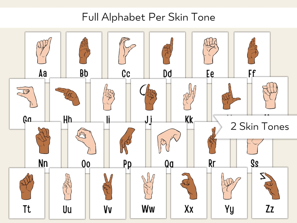ASL Alphabet Flashcards Printable American Sign Language Alphabet Learn ...