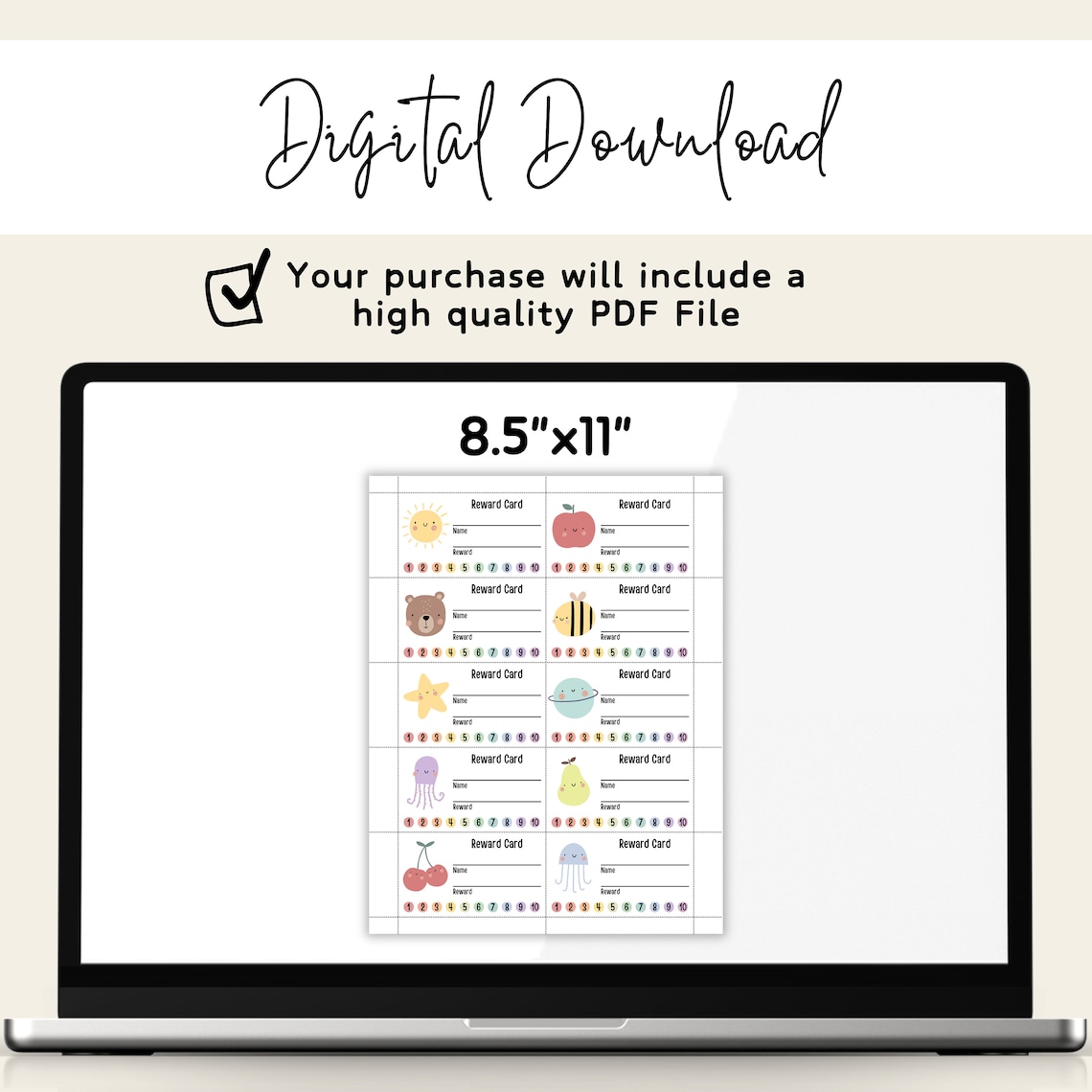 Printable Reward Punch Cards for Kids Custom Behavior Tracker Incentive ...