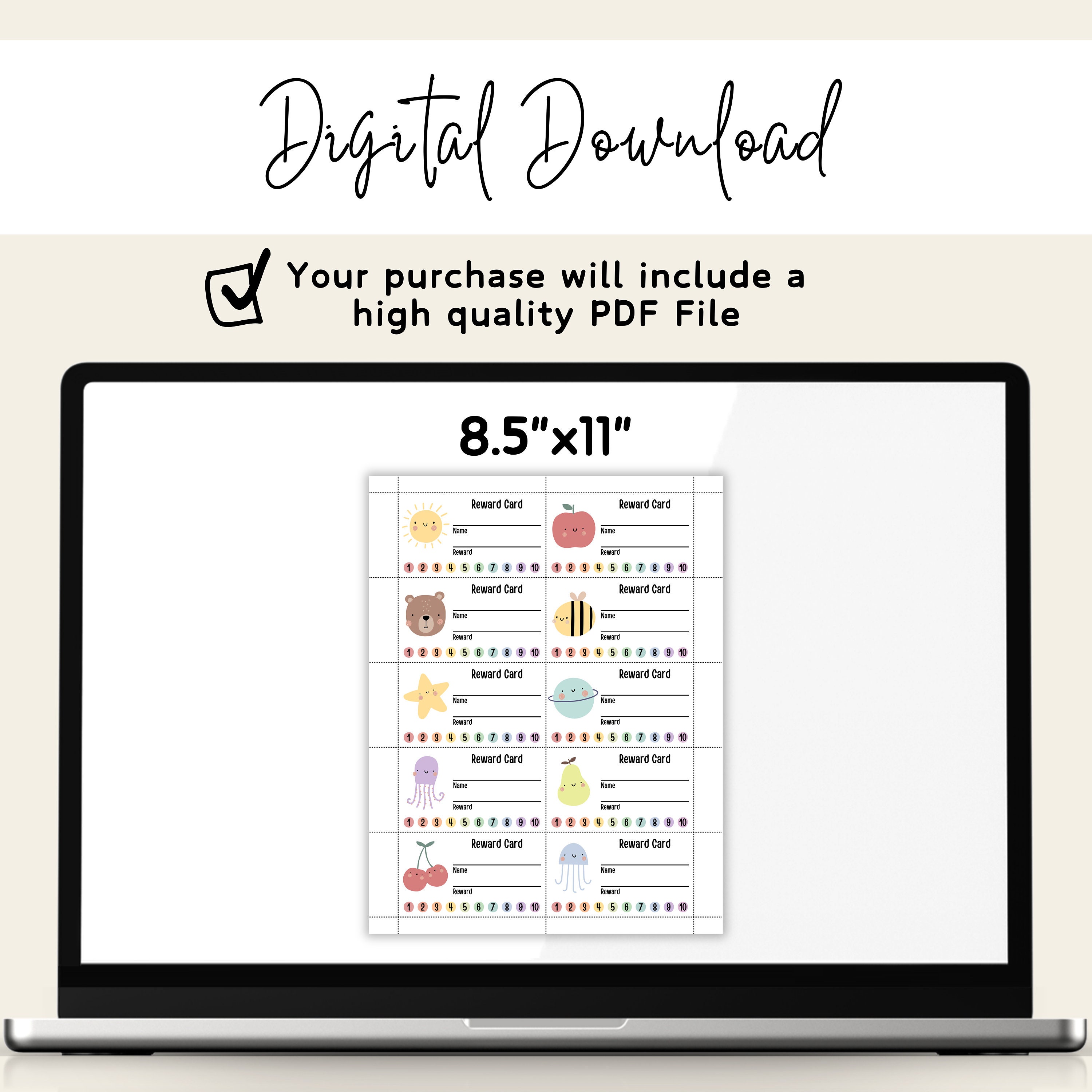 Printable Reward Punch Cards for Kids Custom Behavior Tracker Incentive ...