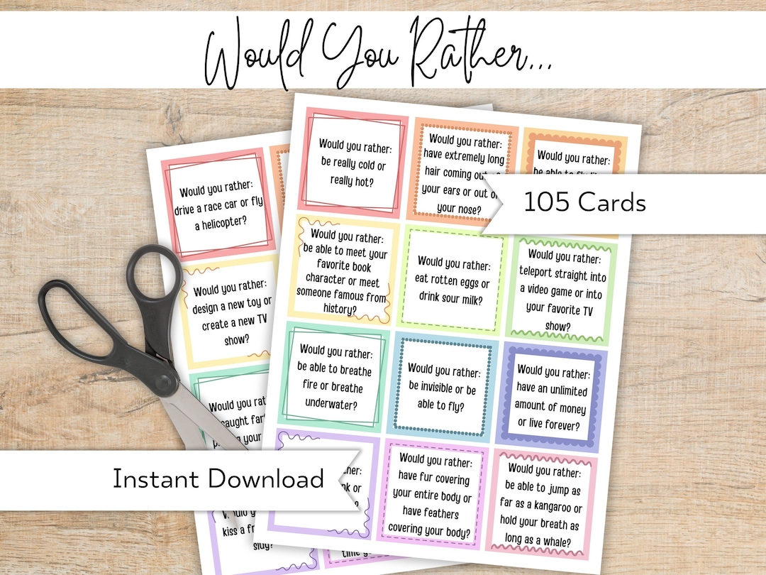 Would You Rather Cards – 105 Family Conversation Starters (instant ...