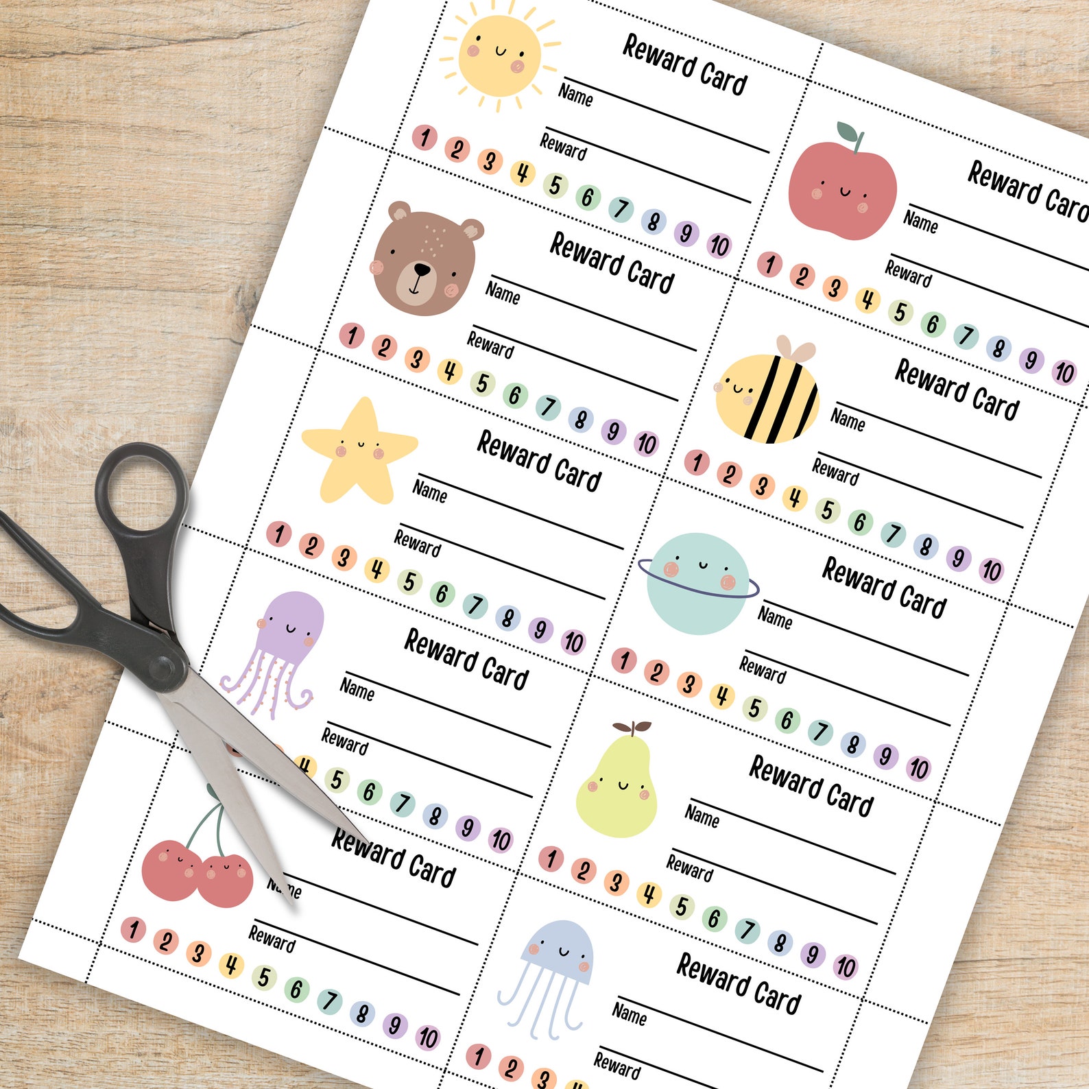 Printable Reward Punch Cards for Kids Custom Behavior Tracker Incentive ...