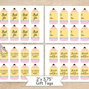 Pencil Teacher Gift Tags – Printable Thank You Notes (PDF) - Etsy