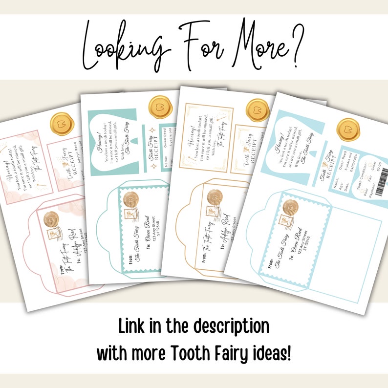 Tooth Fairy Letter & Receipt Template Printable Tooth Fairy Kit Girl ...