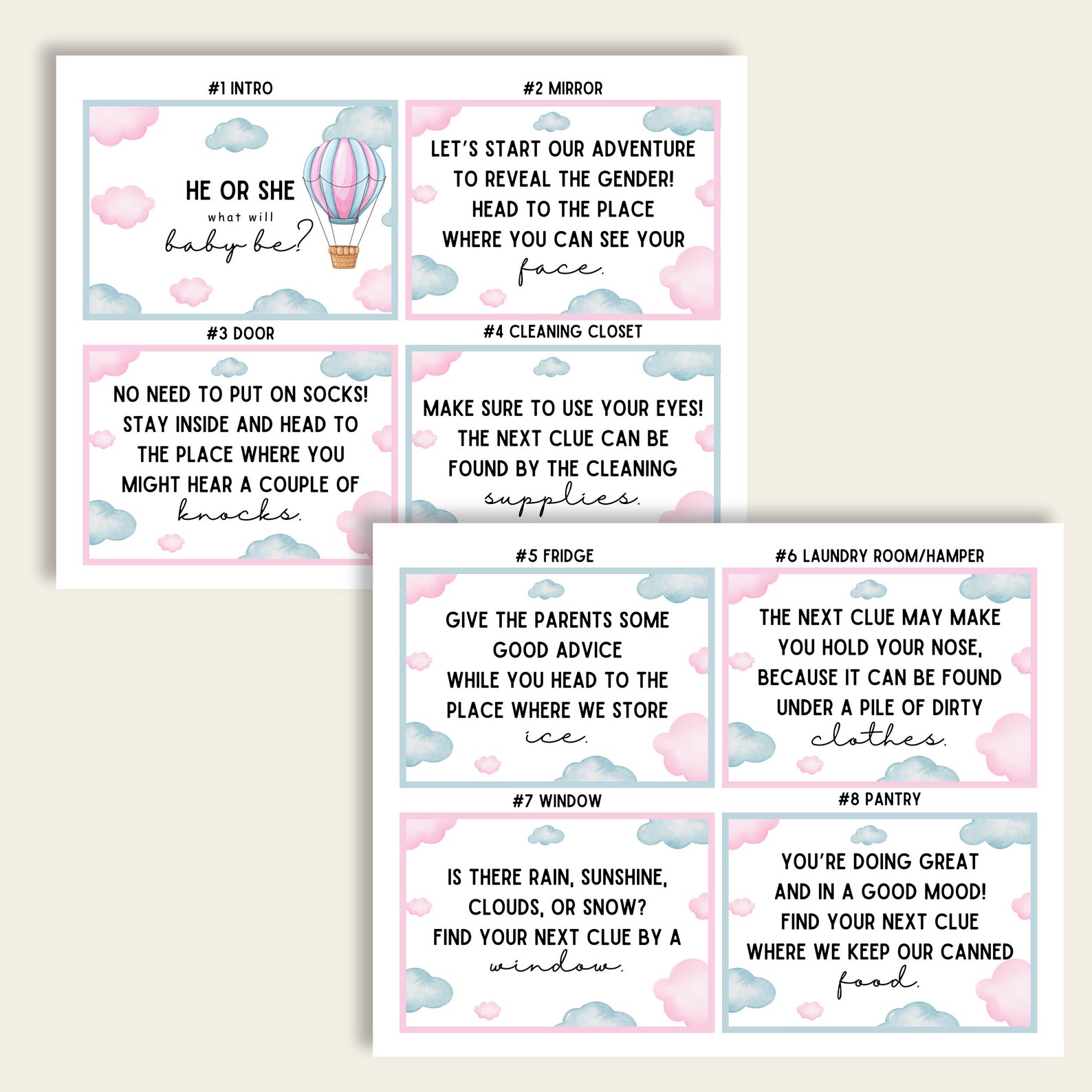 Gender Reveal Scavenger Hunt Printable Gender Reveal Rhyming Scavenger ...