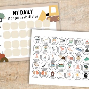 Daily Chore Chart for Kids - Daily Responsibilities Chart - Printable ...