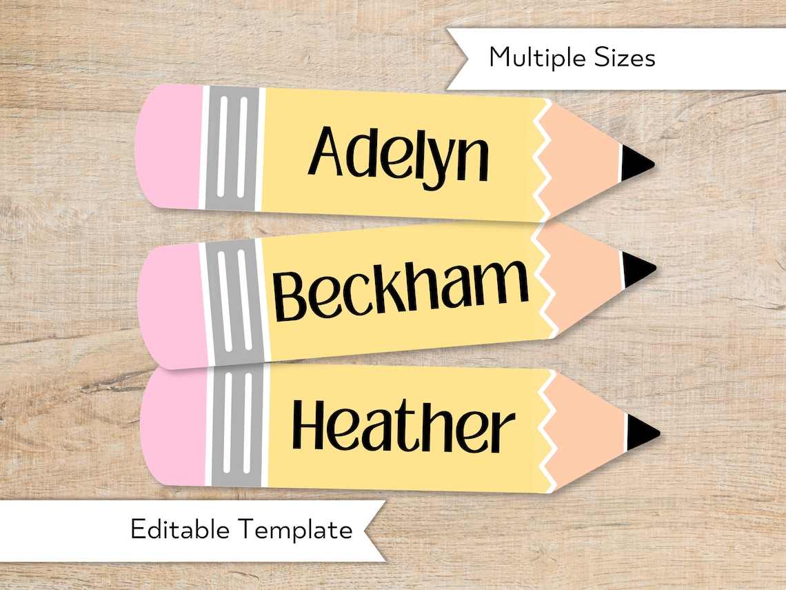 Pencil Name Tags – Editable Classroom Template (digital Download) - Etsy