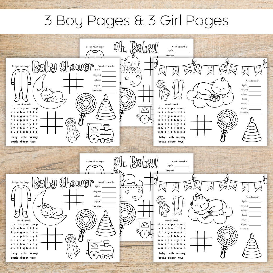 Baby Shower Kids Coloring Sheets Printable Kids Table Activities ...