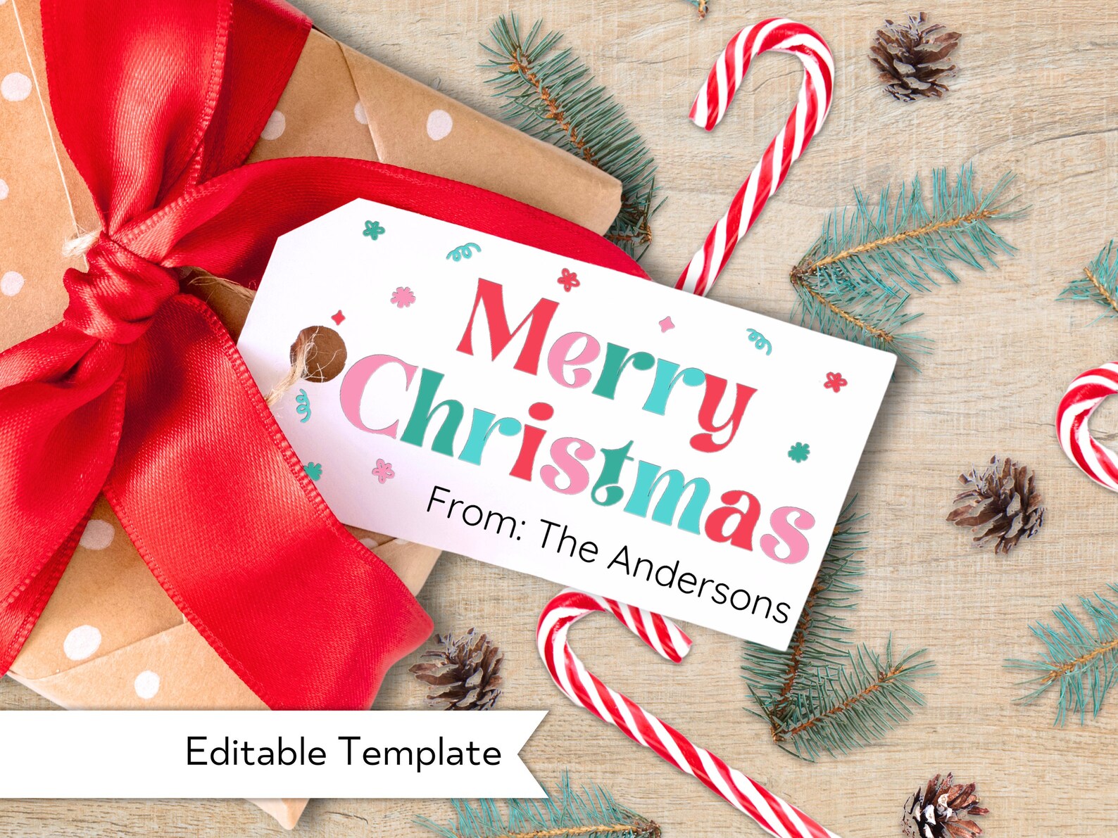 Printable Christmas Gift Tags Editable Holiday Gift Tags Christmas Tree ...