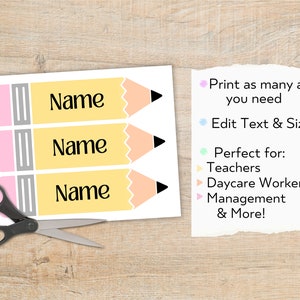 Editable Name Tag Template - Back to School Instant Edit & Download ...