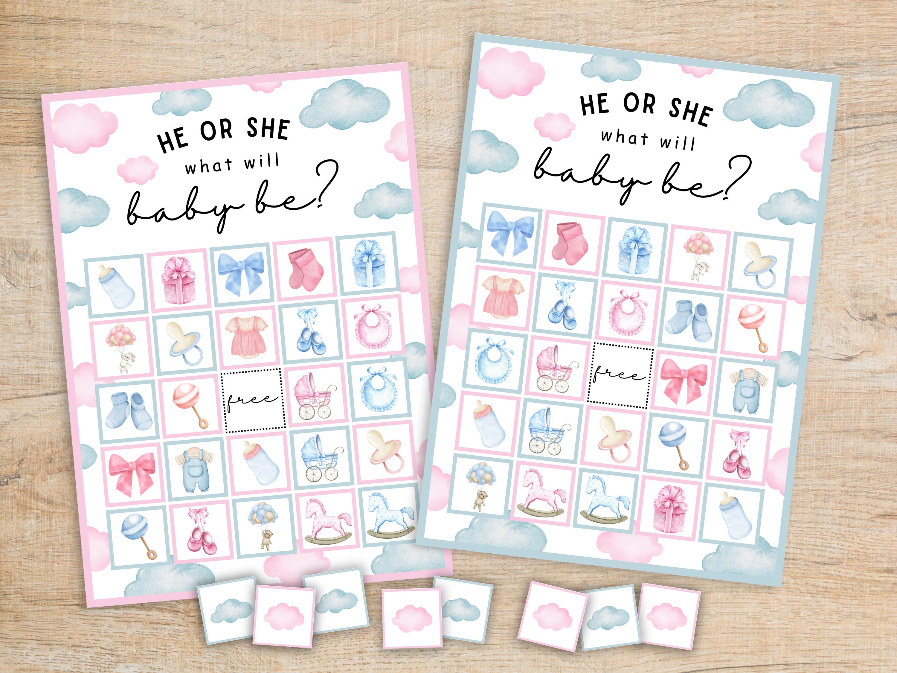 Gender Reveal Bingo - Printable Gender Reveal Bingo Party Game - Boy or ...