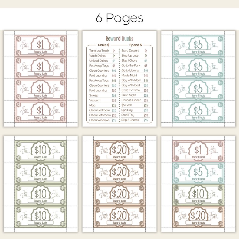 Printable Play Money Editable Reward Bucks Customizable Behavior Bucks ...