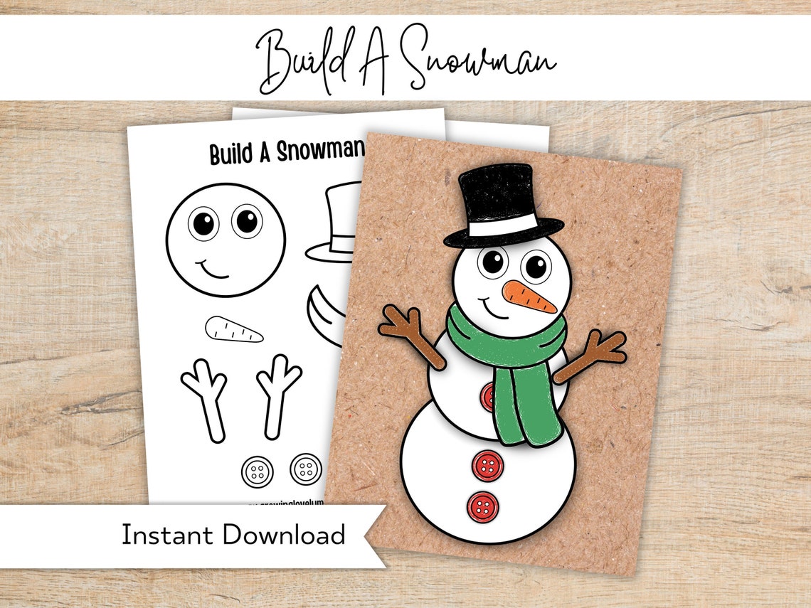 Snowman Printable Craft Build a Snowman Winter Activity for Kids ...