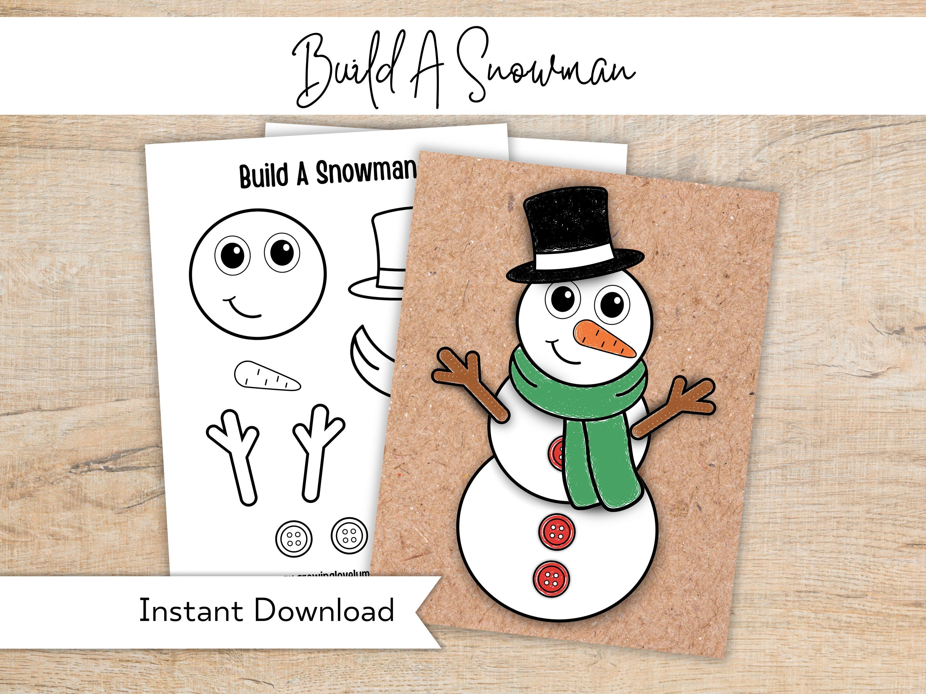 Snowman Printable Craft Build a Snowman Winter Activity for Kids ...