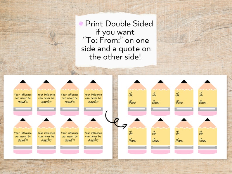 Pencil Teacher Gift Tags – Printable Thank You Notes (PDF) - Etsy