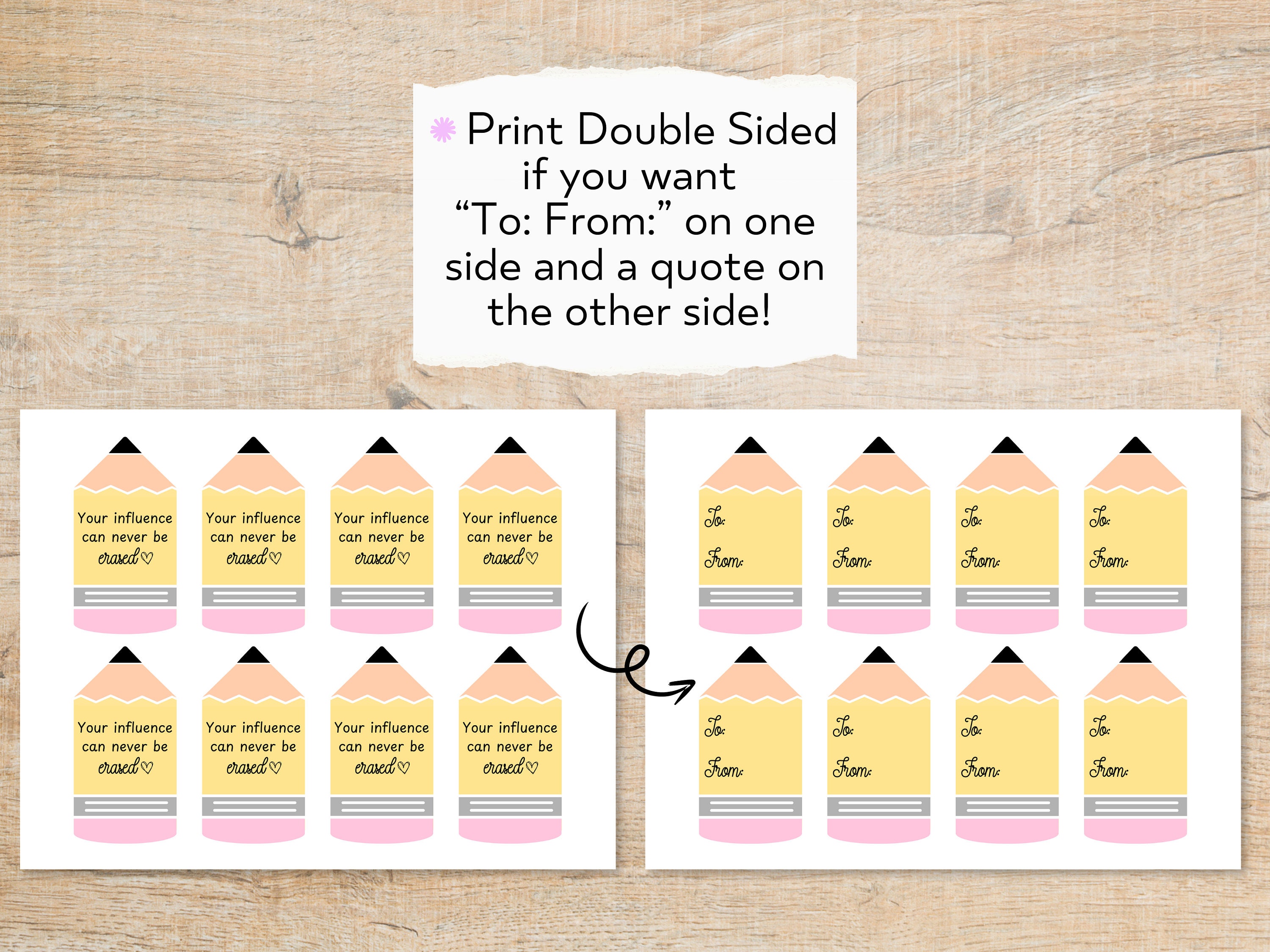 Pencil Teacher Gift Tags – Printable Thank You Notes (PDF) - Etsy