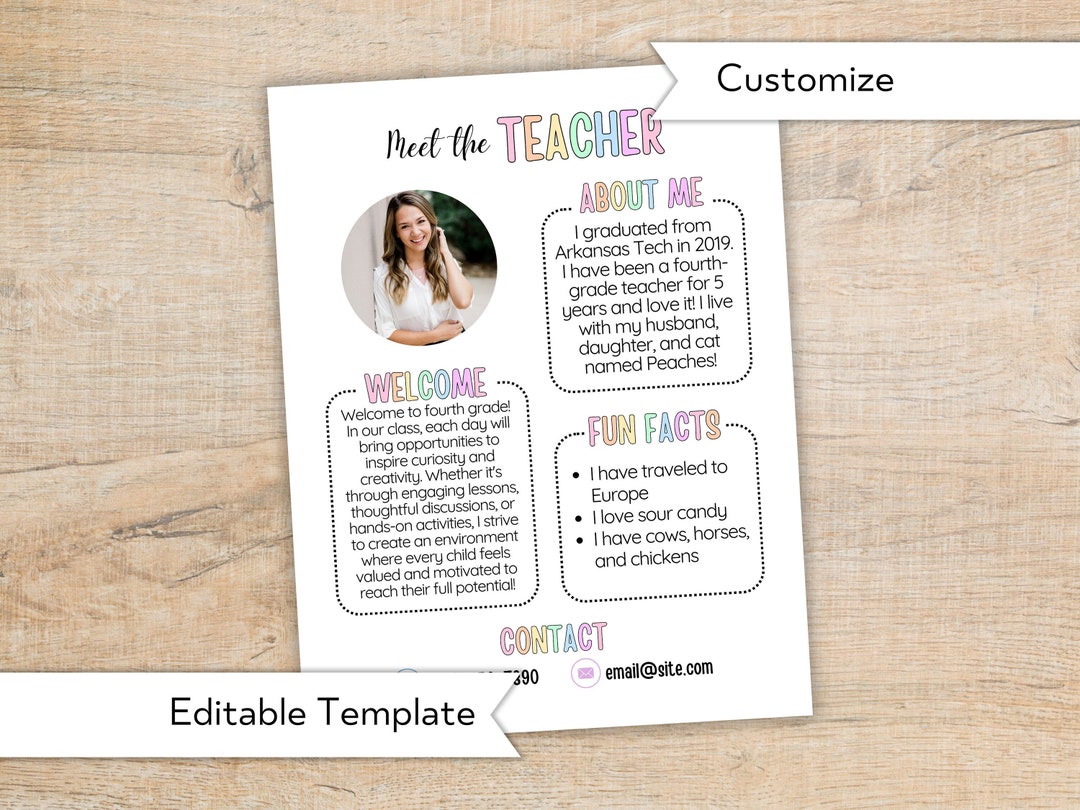 Editable Meet the Teacher Template – Printable Teacher Introduction ...