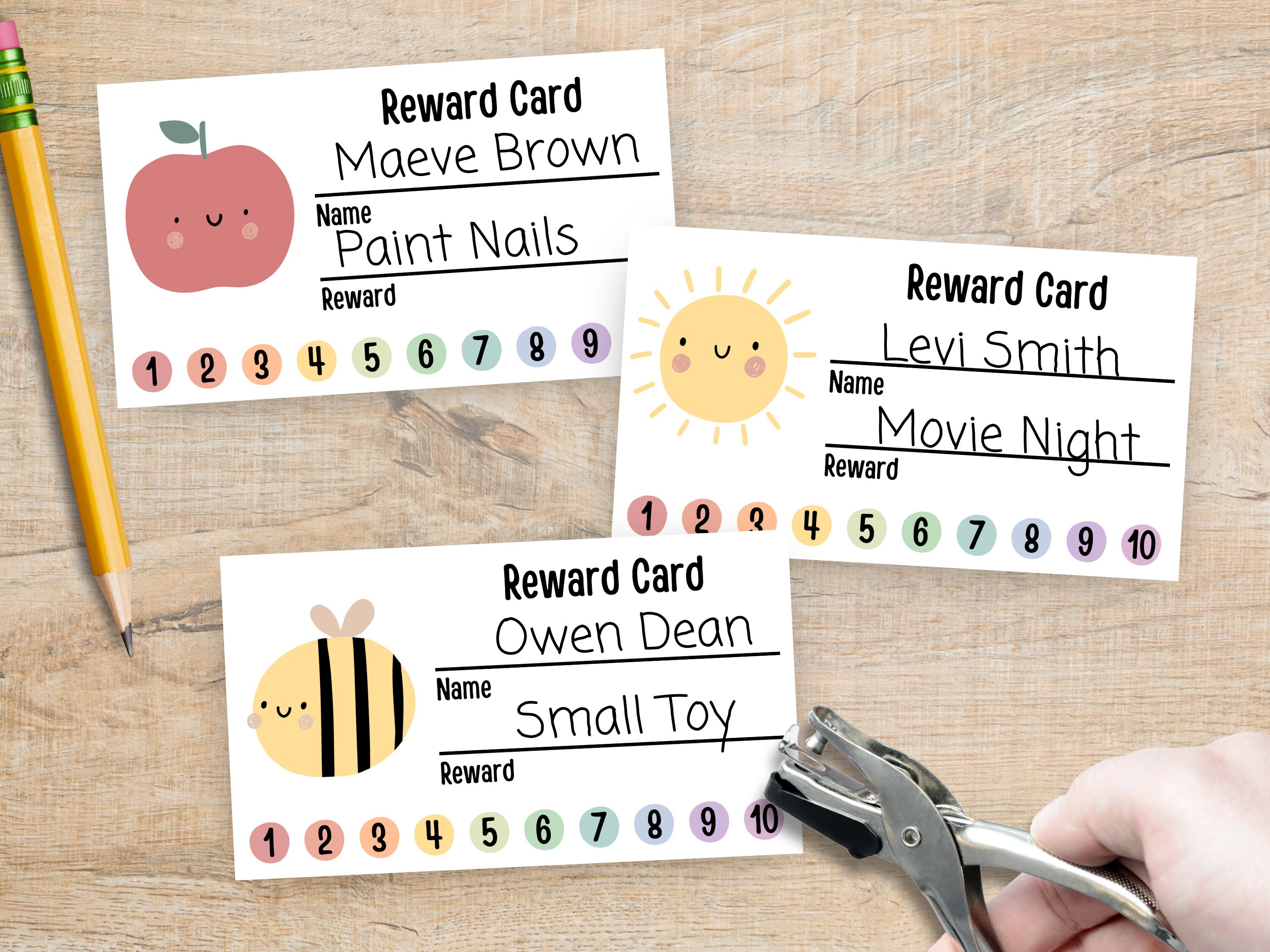 Printable Reward Punch Cards for Kids – Behavior Tracker (instant ...