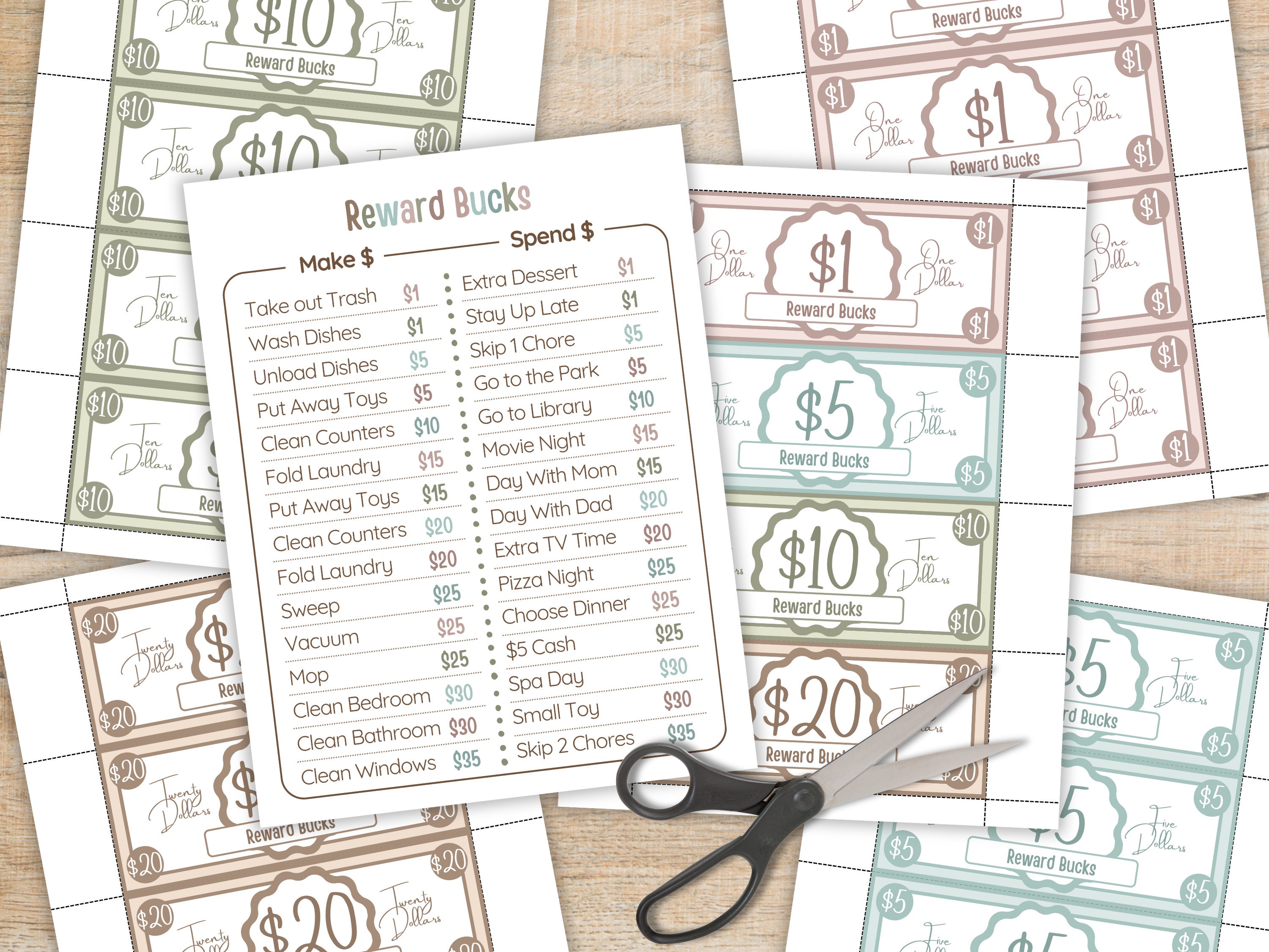 Printable Play Money Editable Reward Bucks Customizable Behavior Bucks ...