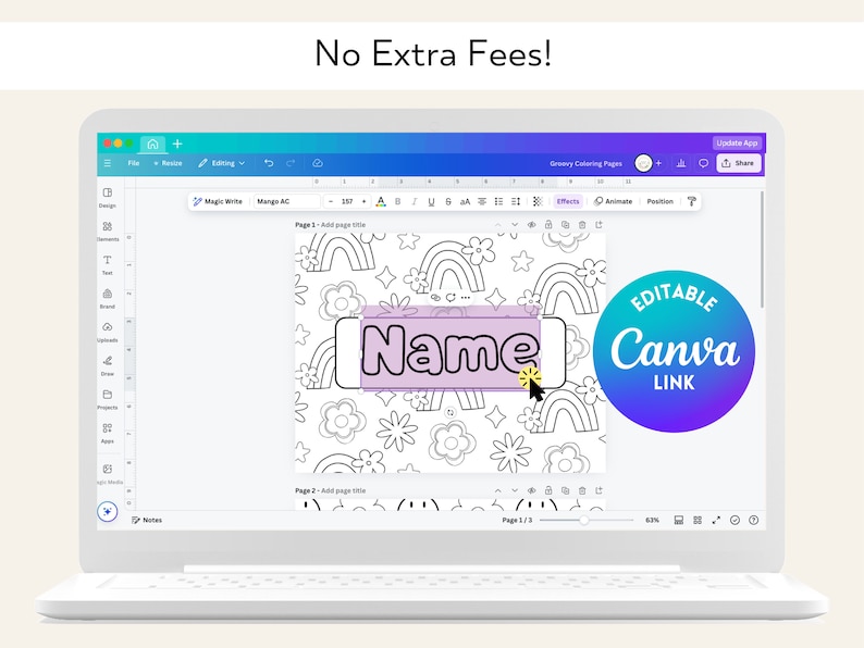 Personalized Name Coloring Page - Printable Groovy Designs (digital ...