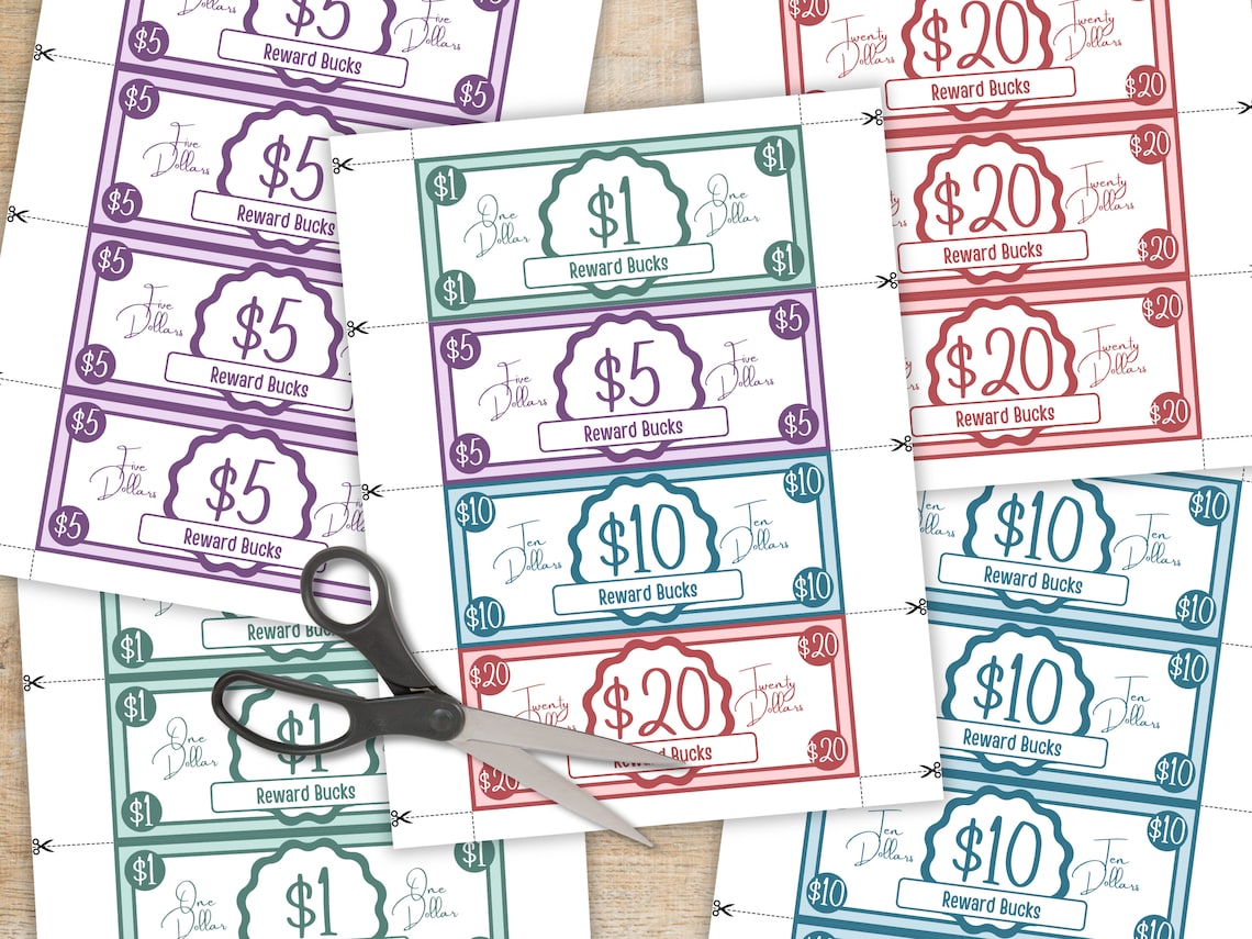 Printable Play Money Editable Reward Bucks Customizable Behavior Bucks ...